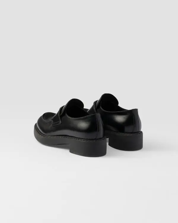 Prada Chocolate Brushed Leather Loafers
