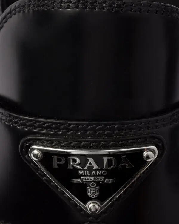 Prada Brushed Leather Loafers - Black
