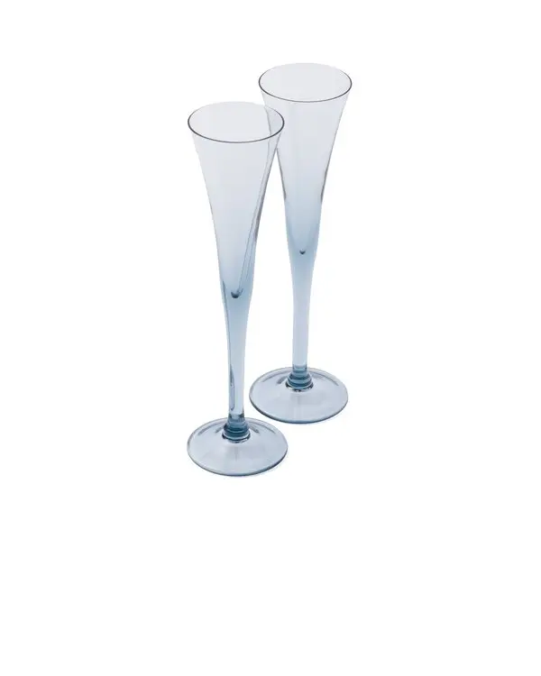 Prada Set Of Two Crystal Flutes - Blue
