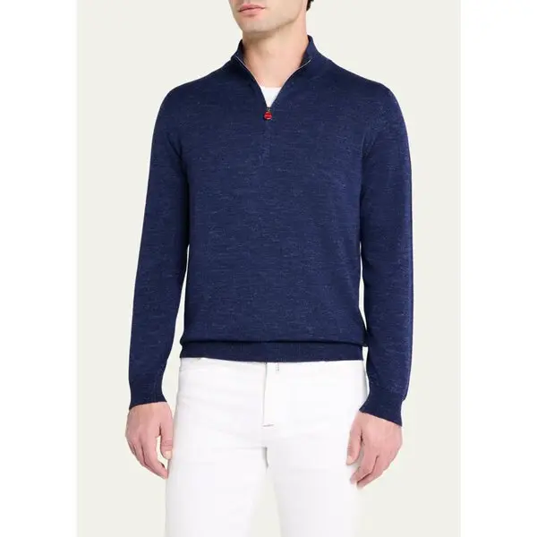 Kiton Silk, Cashmere And Linen Half-zip Sweater