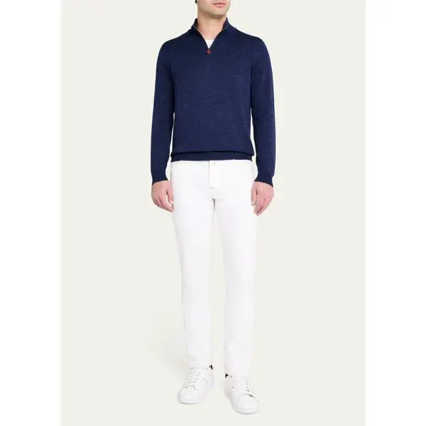 Kiton Silk, Cashmere And Linen Half-zip Sweater
