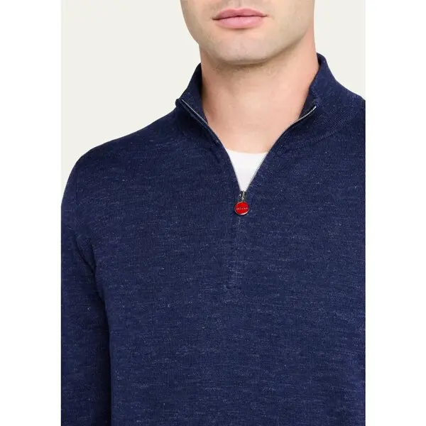 Kiton Silk, Cashmere And Linen Half-zip Sweater