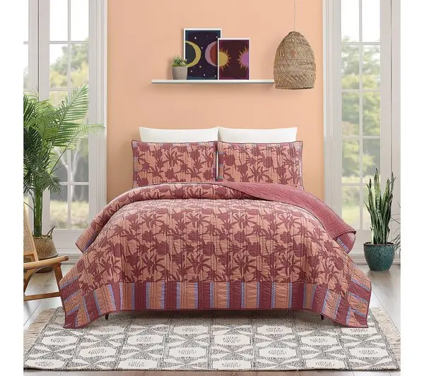 JUNGALOW Natalia 3pc King Cotton Quilt Set - One-color