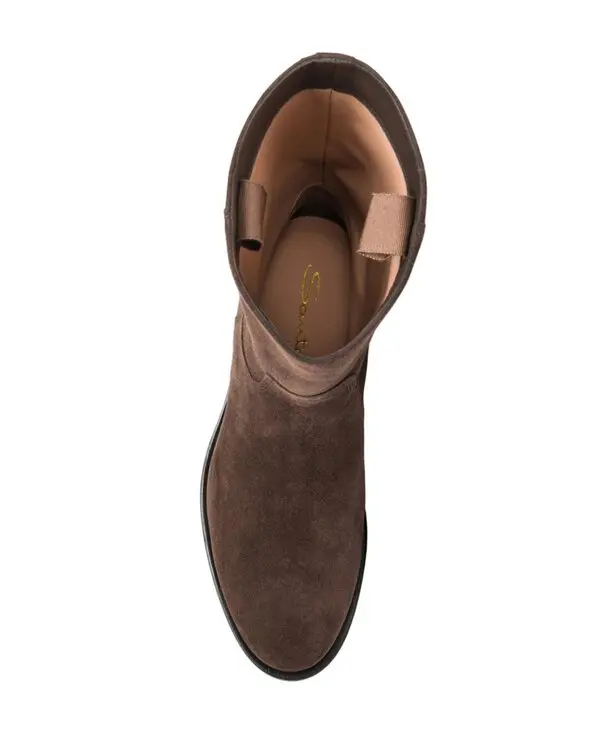 Santoni Suede Riding Boots - Dark Brown