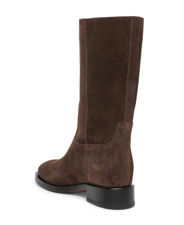 Santoni Suede Riding Boots - Dark Brown