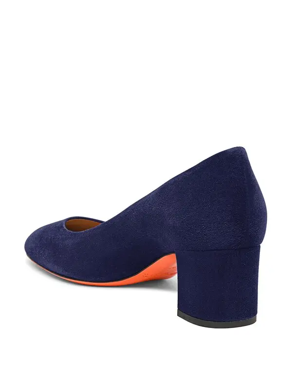 Santoni Suede Low-heel Pump - Navy