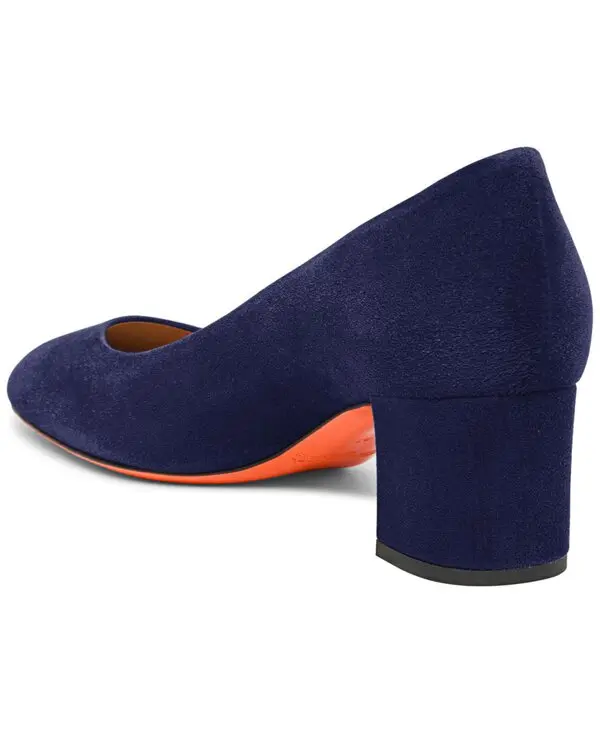 Santoni Suede Low-heel Pump - Navy