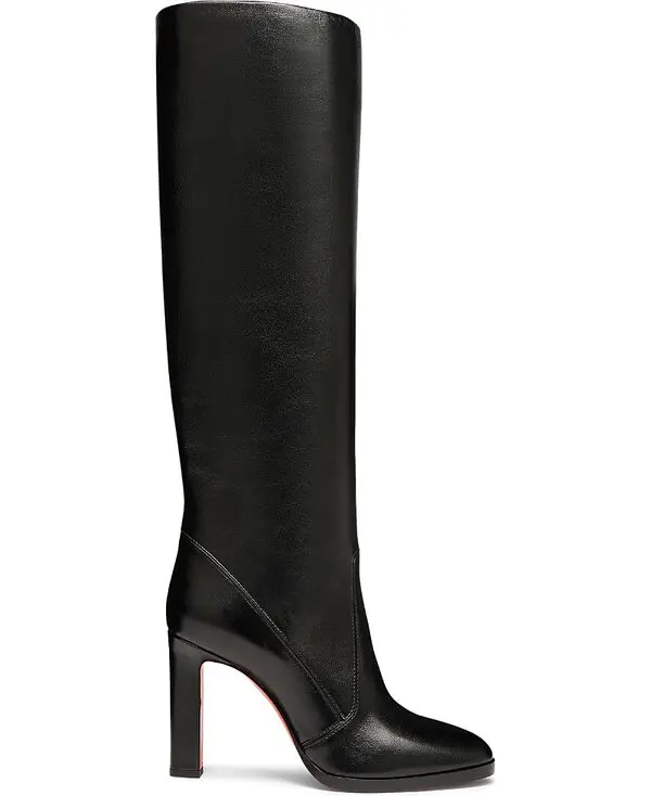 Santoni Andy Leather Knee High Boot - Black