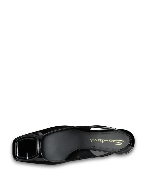 Santoni Patent Leather Mid-heel Slingback Pumps - Black