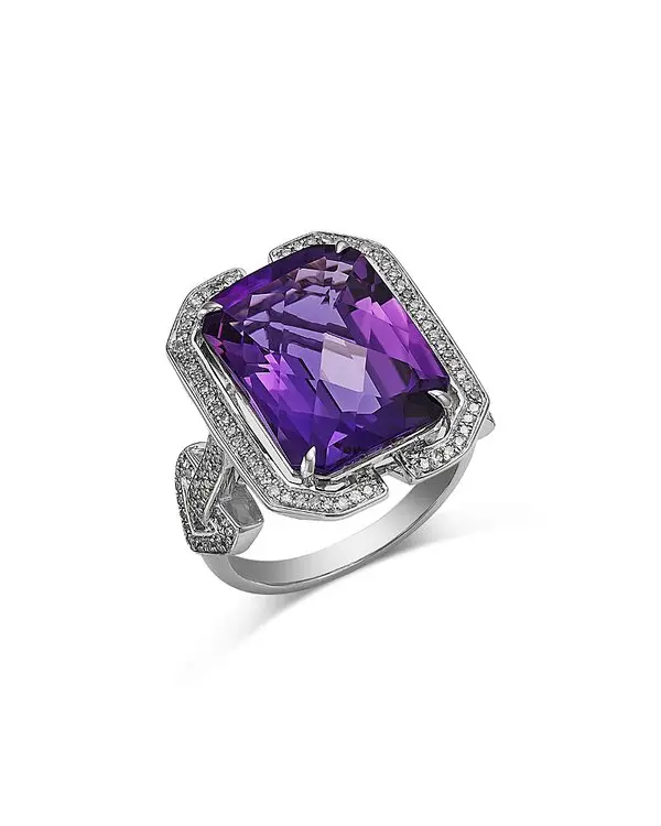 Bloomingdale'S 14k White Gold Amethyst & Diamond Ring - Purple/white