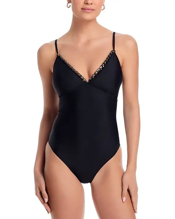 Kobi Halperin Rosalie Chain Trim One Piece Swimsuit - Black