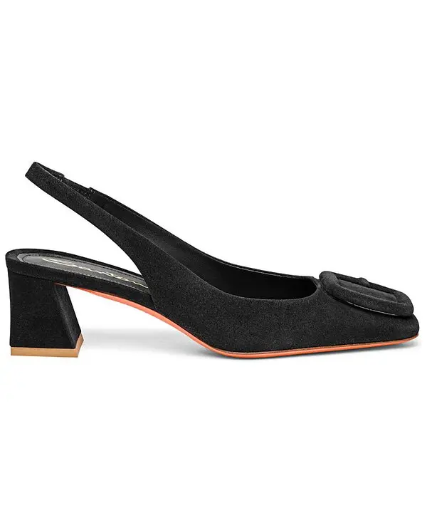 Santoni Suede Slingback Pumps - Black