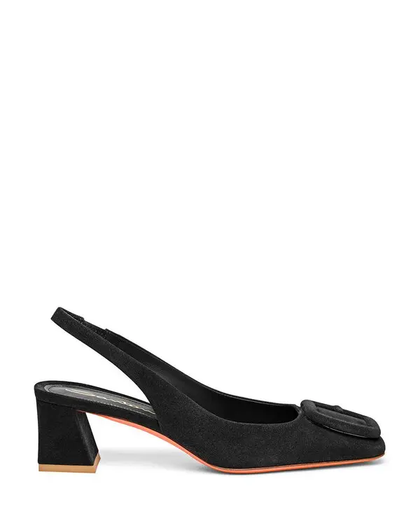 Santoni Suede Slingback Pumps - Black