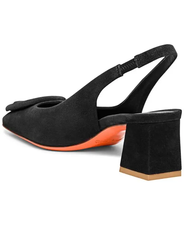 Santoni Suede Slingback Pumps - Black
