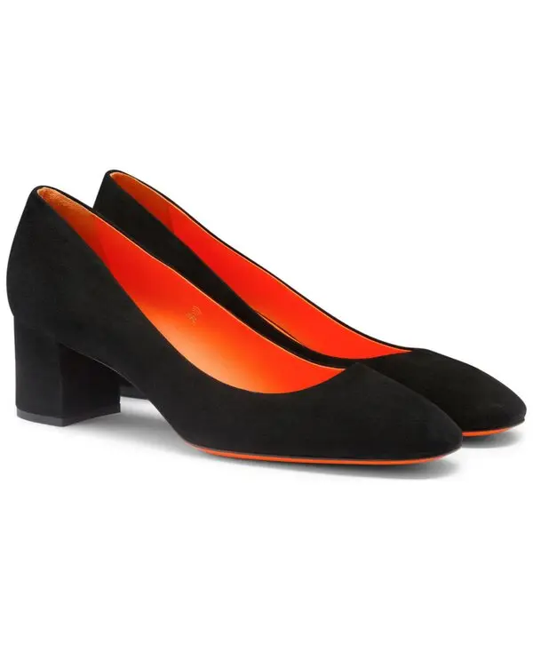 Santoni Suede Low-heel Pump - Black