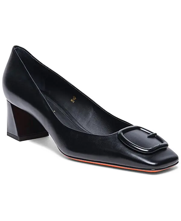 Santoni Hasmig Buckle Leather Pumps