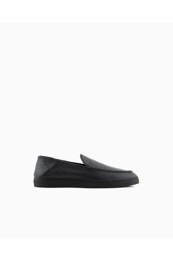 Giorgio Armani Galleria 3 Deerskin Slip-ons - Navy