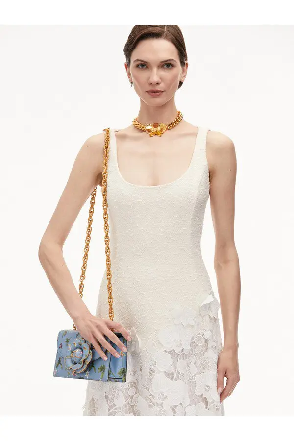 Oscar De La Renta Orchid Printed Tro Bag