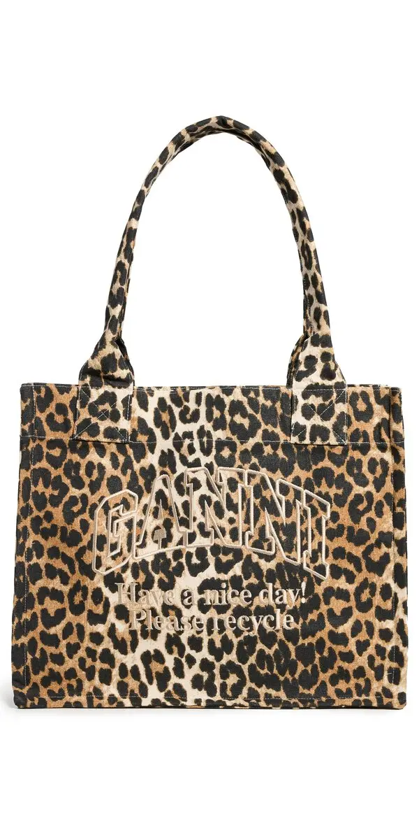 GANNI Large Print Easy Shopper Tote - Leopard