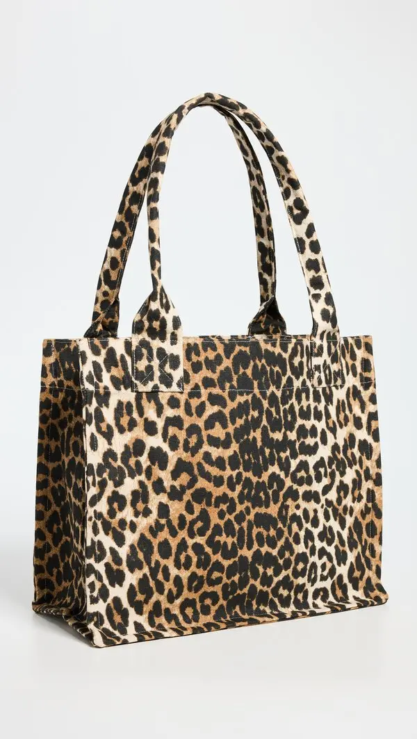 GANNI Large Print Easy Shopper Tote - Leopard