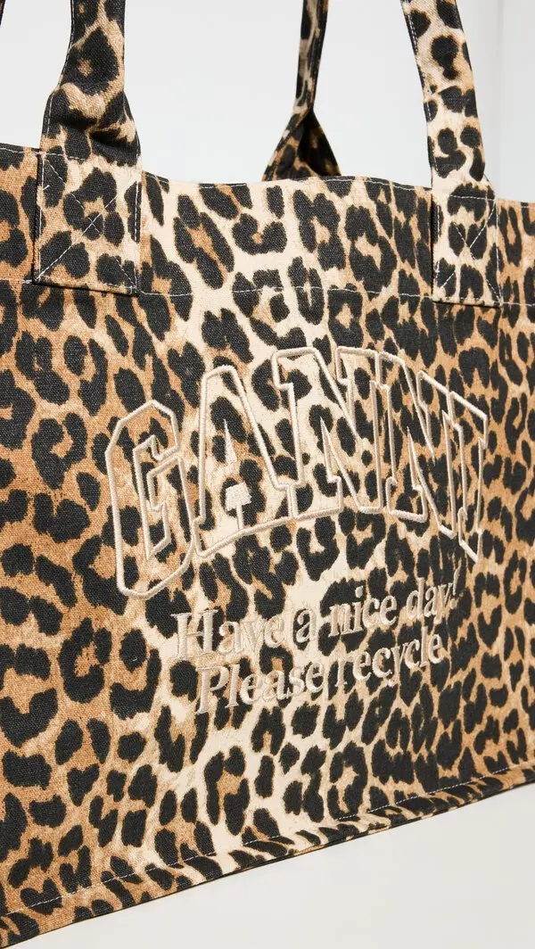 GANNI Large Print Easy Shopper Tote - Leopard
