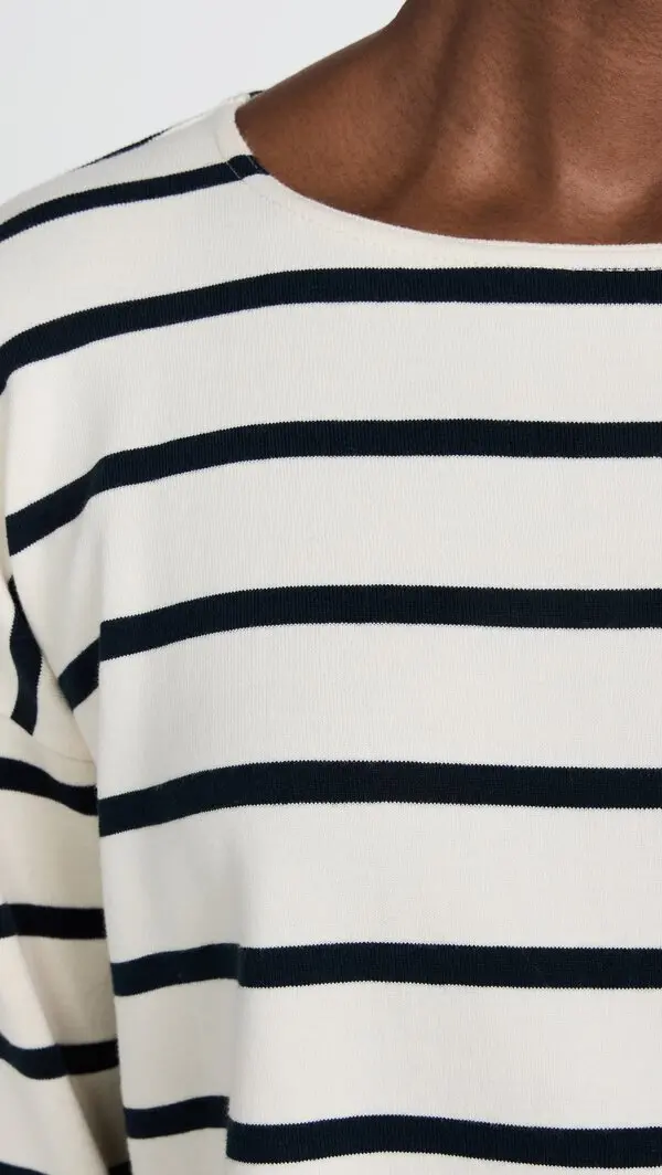 LA LIGNE Breton Long Sleeve Tee - Ecru/navy