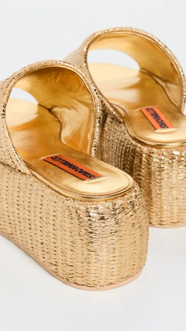 SIMONMILLER Metallic Raffia Platform Sandals - Gold/natural