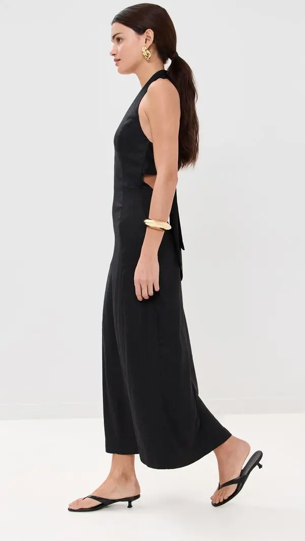 Cult Gaia Lianna Linen Midi Dress In Black | Editorialist