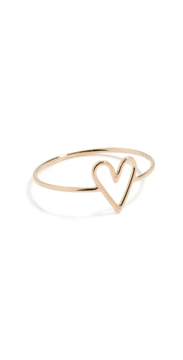 Zoe Chicco 14k Gold Open Heart Ring - 14k Yellow Gold