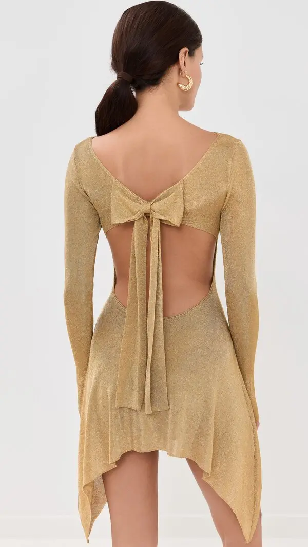 Rose Metallic Knit Mini Dress