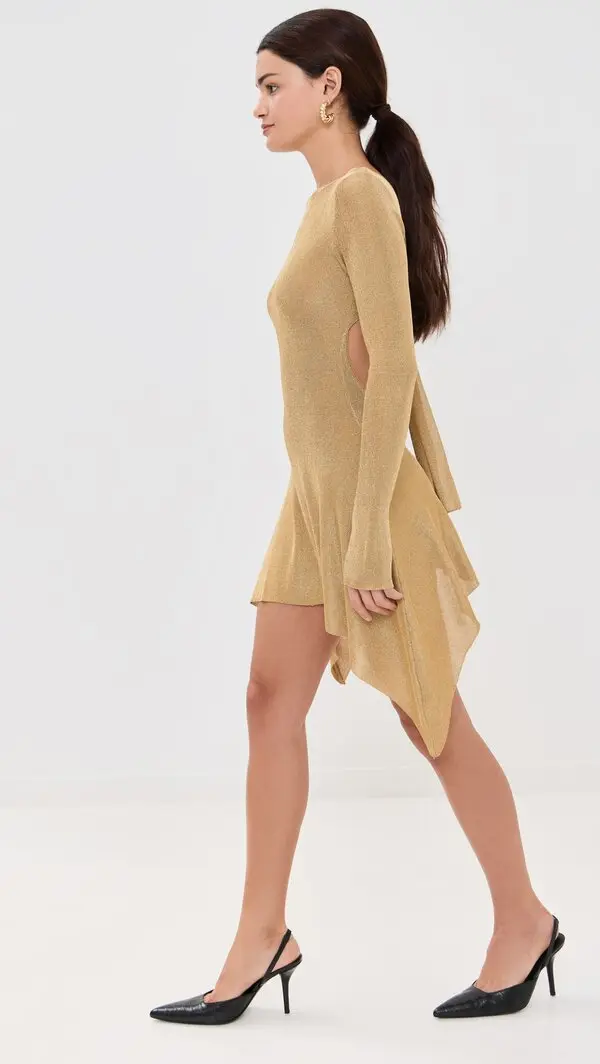Guizio Rose Metallic Knit Mini Dress In Gold - 70% Off | Editorialist