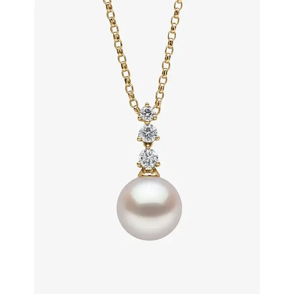 Yoko London Akoya Pearl And Diamond Necklace - Yellow Gold