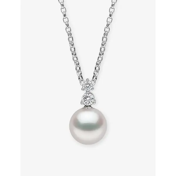 Yoko London Diamond, Akoya Pearl, 18ct Necklace - White Gold