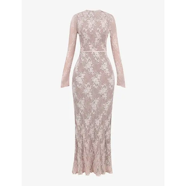 House Of Cb Isoline Lace Maxi Dress - Peach | Editorialist