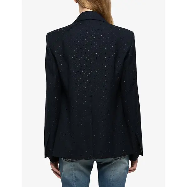 Zadig&Voltaire Valse Rhinestone-embellished Woven Blazer - Encre