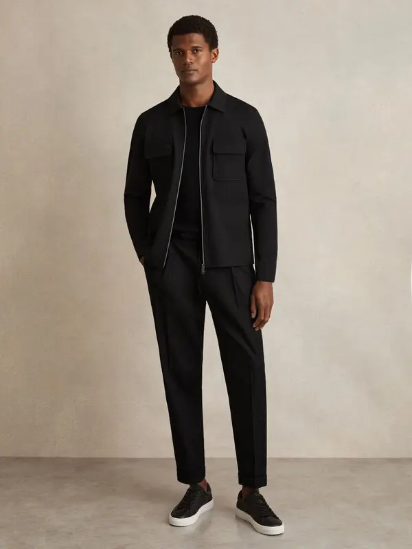 REISS Ascend Technical Zip-through Overshirt - Black