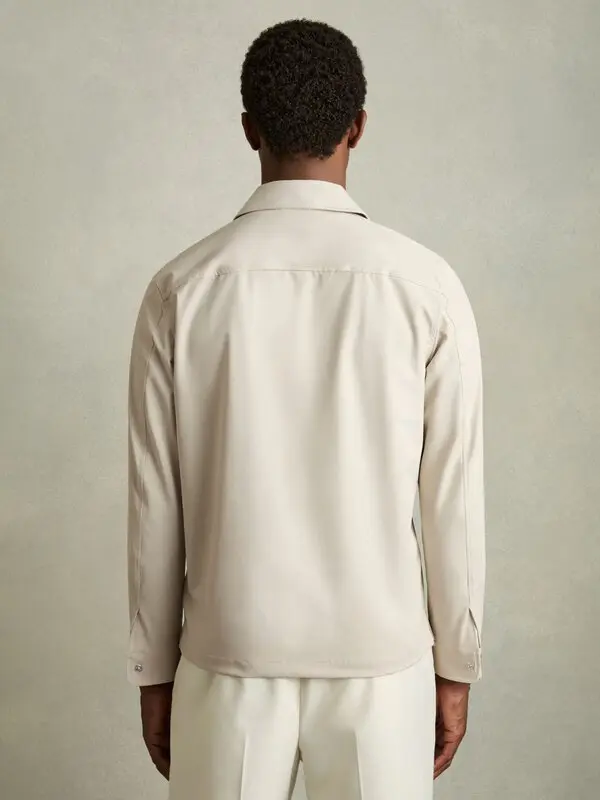 REISS Ascend Technical Zip-through Overshirt - Stone