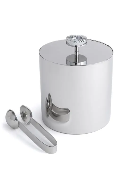 ANNA NEW YORK Striations Ice Bucket With Tongs - Silver