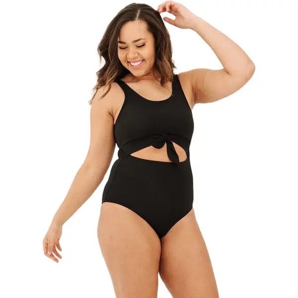 LIME RICKI SWIMWEAR Knotted One-piece - Black