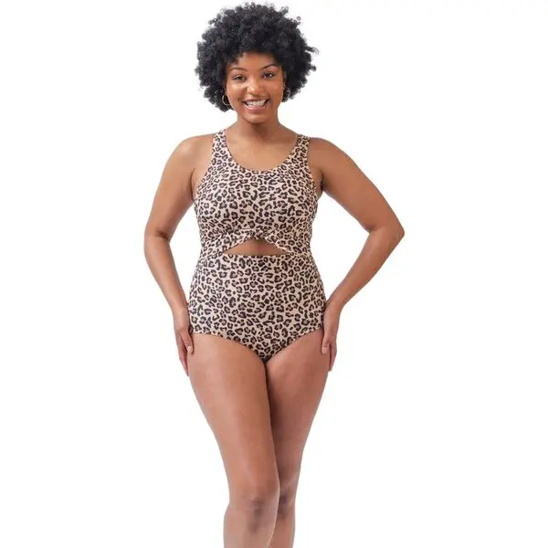 LIME RICKI SWIMWEAR Knotted One-piece Swimsuit - Leopard