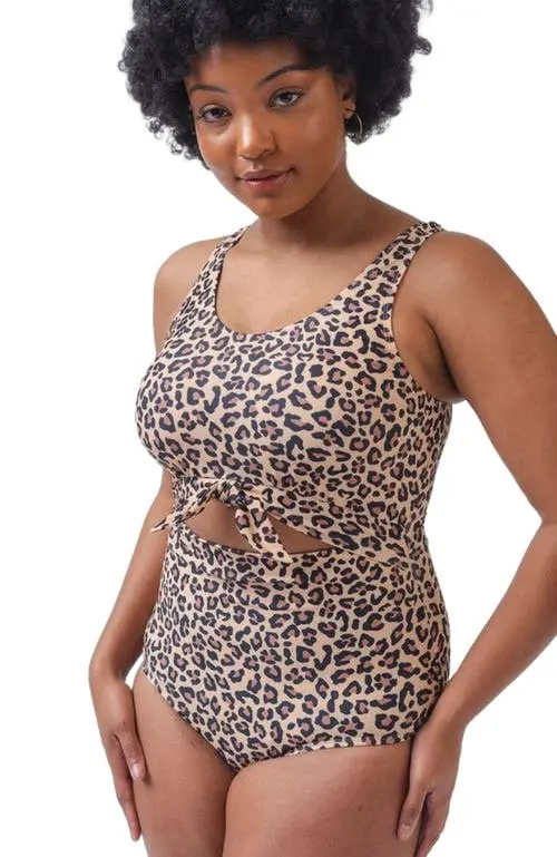 LIME RICKI SWIMWEAR Knotted One-piece Swimsuit - Leopard