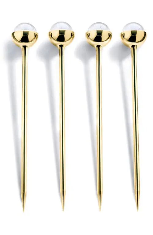 ANNA NEW YORK Set Of 4 Crystal Cocktail Picks - Clear/ White And Gold