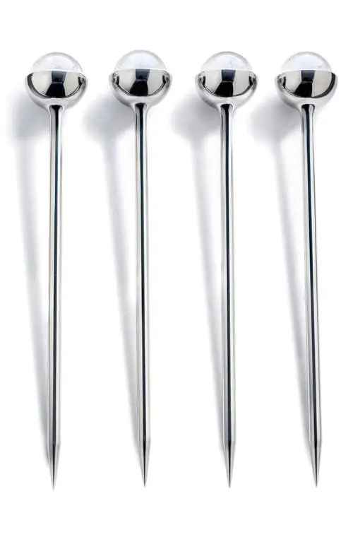 ANNA NEW YORK Set Of 4 Crystal Cocktail Picks - Clear/ White And Silver