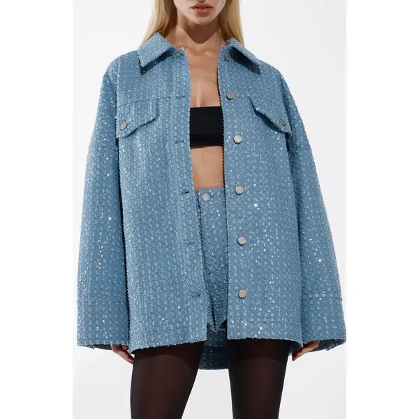 BY.DYLN Sequin Embellished Denim Jacket