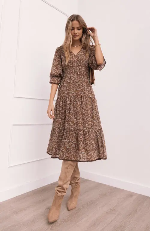 PETAL & PUP Simone Floral Print Midi Dress