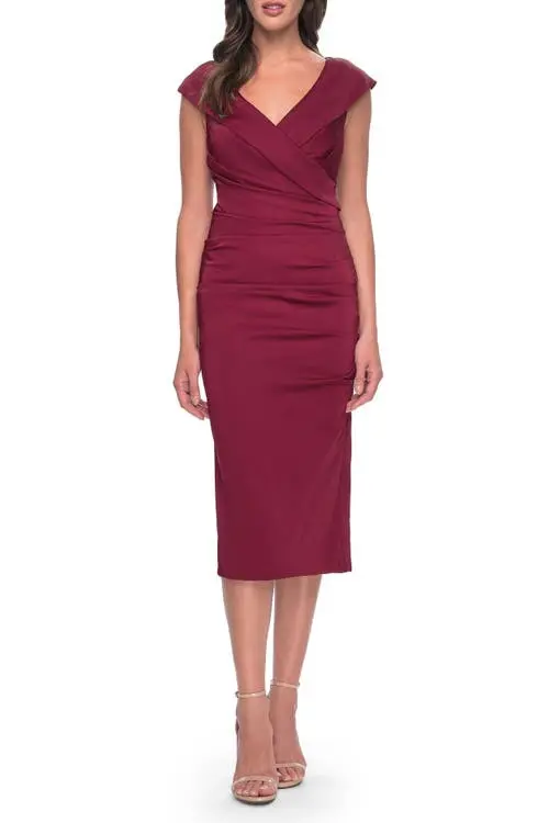 La Femme Pleated Jersey Dress - Wine