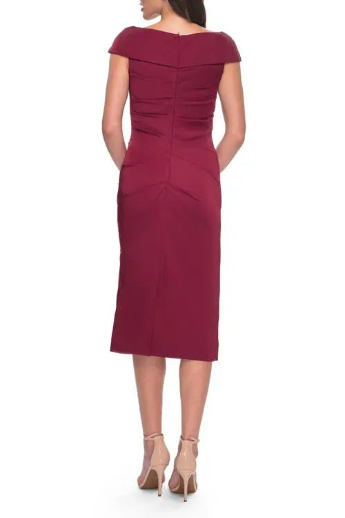 La Femme Pleated Jersey Dress - Wine