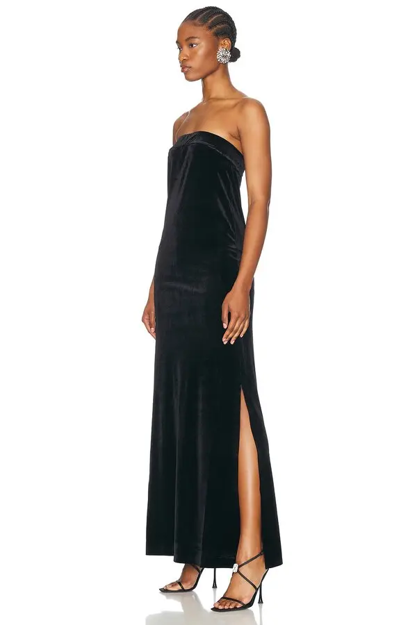 Norma Kamali Strapless Tailored Gown With Side Slit - Black