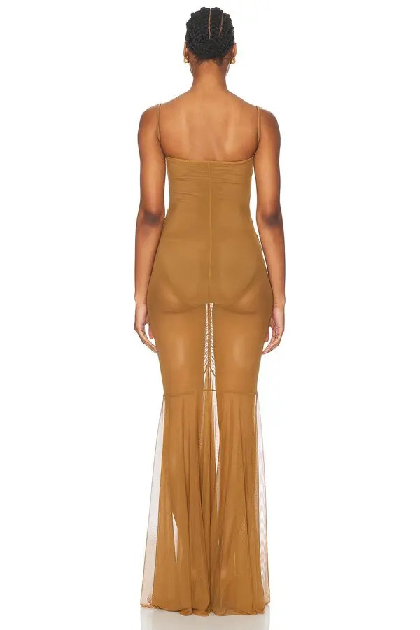 Norma Kamali Strapless Shirred Front Fishtail Gown