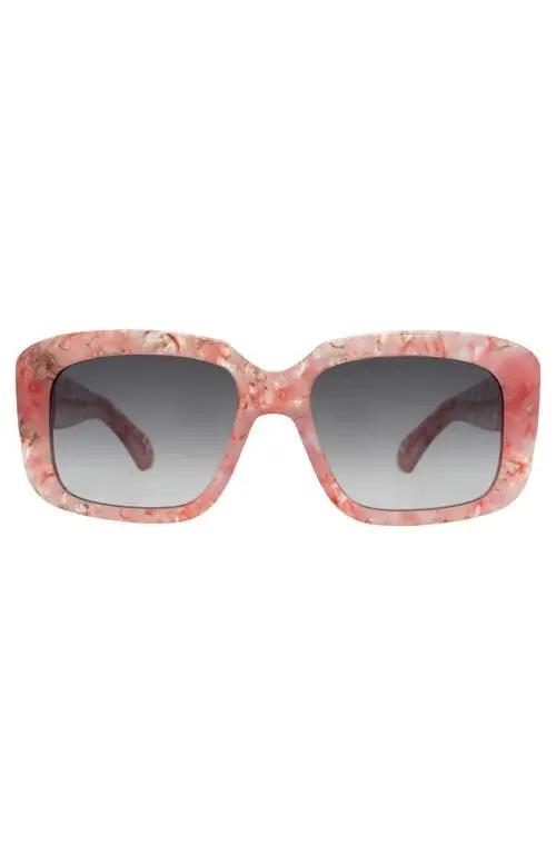 Illesteva Geno Square Frame Sunglasses - Rose Quartz / Grey